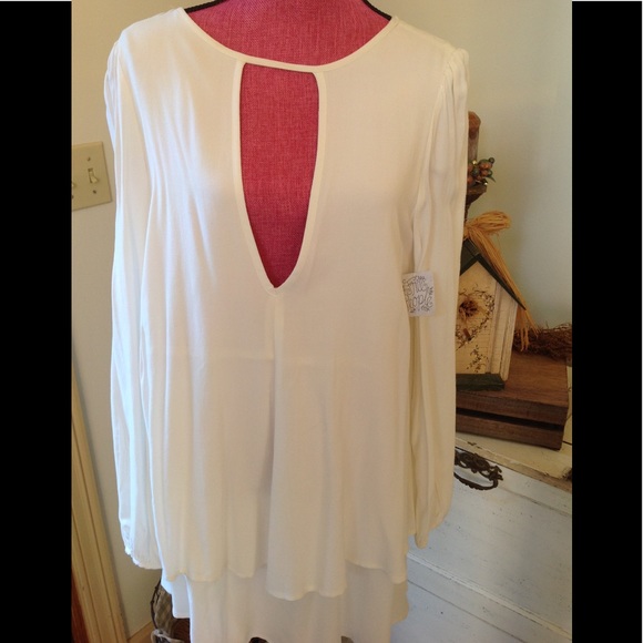 Free People | Tops | Layered Long Top Or Dress In Eggshell White | Poshmark